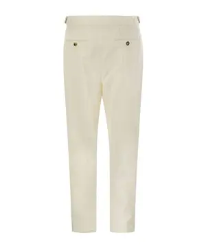 Brunello Cucinelli Pleated Tapered Trousers With Side Buckles - White