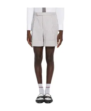 Thom Browne Striped Seersucker Cuff Shorts