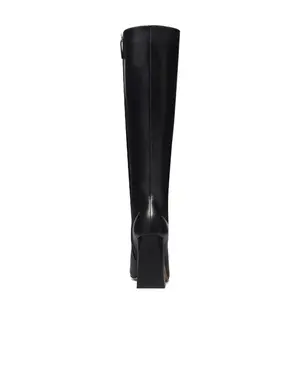 Amina Muaddi Knee-high Square-toe Boots With Thick Heel
