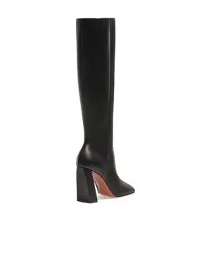 Amina Muaddi Knee-high Square-toe Boots With Thick Heel