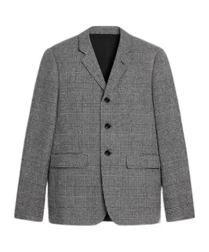 Celine Prince Of Wales Wool Blazer - Black/grey