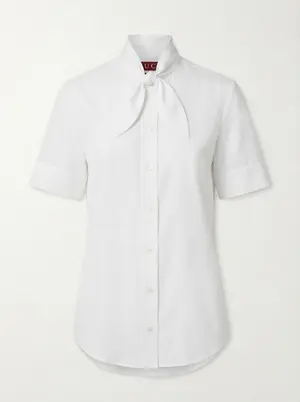 Gucci Silk Crepe De Chine Shirt With Double G Embroidery