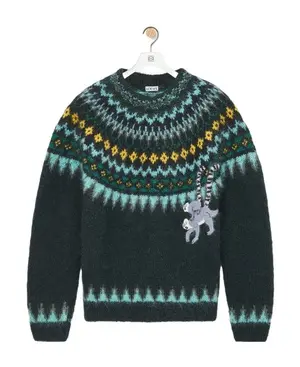 Loewe Mohair Blend Sweater With Lemur Appliqu - Green