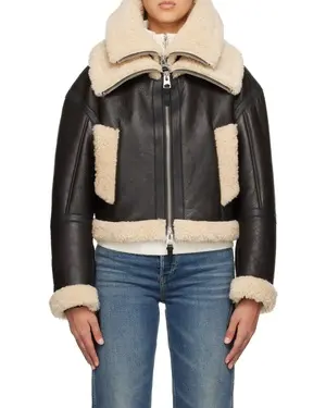Mackage Laminated Leather Jacket With Fur Lining - Black