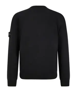 Stone Island Knitted Cardigan With Detachable Logo Patch