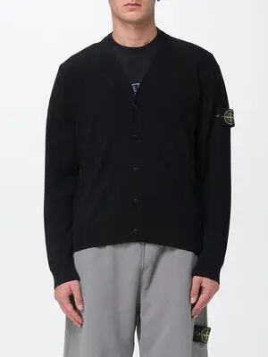 Stone Island Knitted Cardigan With Detachable Logo Patch