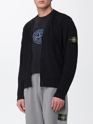 Stone Island Knitted Cardigan With Detachable Logo Patch