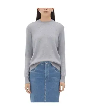 Bottega Veneta Intrecciato Leather Patches Jumper - Gray