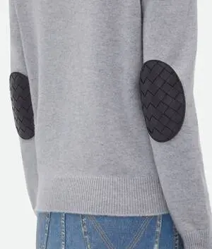 Bottega Veneta Intrecciato Leather Patches Jumper - Gray