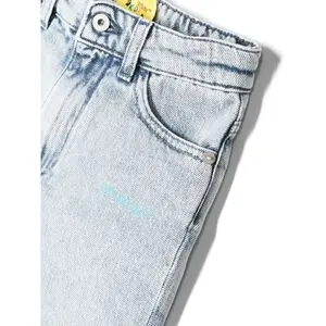 Off-White Diagonal Stripe Logo Print Denim Shorts