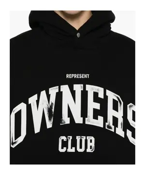 REPRESENT Long-sleeved Hooded Sweatshirt With Front Logo - Black