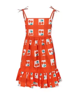 Stella McCartney Printed Cherry Square Neck Dress