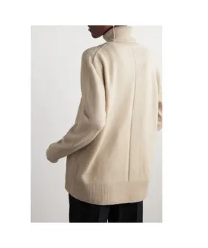 THE ROW High-neck Ribbed Trim Sweater
