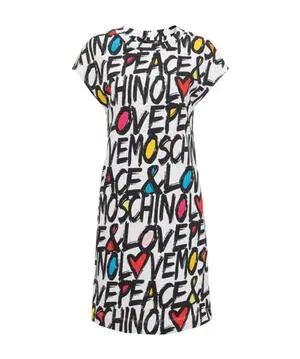 Moschino Printed Round Neck Short Sleeve Dress