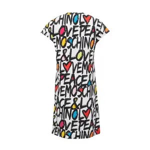 Moschino Printed Round Neck Short Sleeve Dress