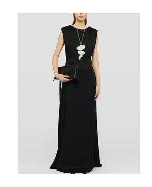 JIL SANDER Gathered V-back Sleeveless Maxi Gown