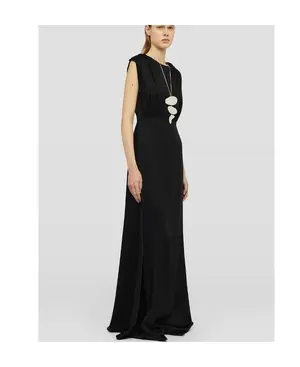 JIL SANDER Gathered V-back Sleeveless Maxi Gown