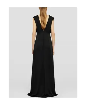JIL SANDER Gathered V-back Sleeveless Maxi Gown