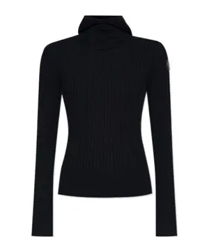 Moncler Ribbed Logo Patch Knit Hoodie