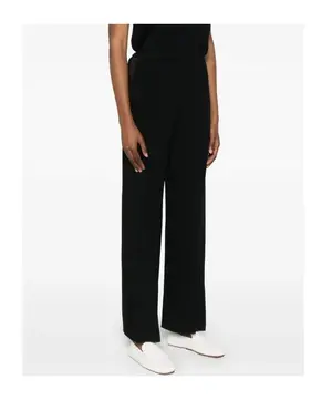 FORTE_FORTE Elastic Waist Flared Trousers - Black