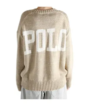 Polo Ralph Lauren Logo Intarsia Knit Sweater - Khaki