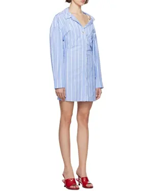 Jacquemus Striped Draped Neck Mini Dress