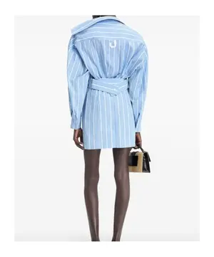 Jacquemus Striped Draped Neck Mini Dress