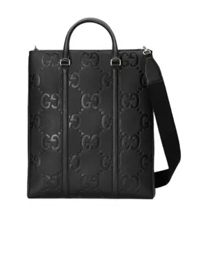 Gucci Jumbo Gg Leather Tote Bag - Black