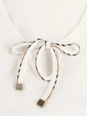 Burberry Ribbed Tank Top With Bow Detail - White