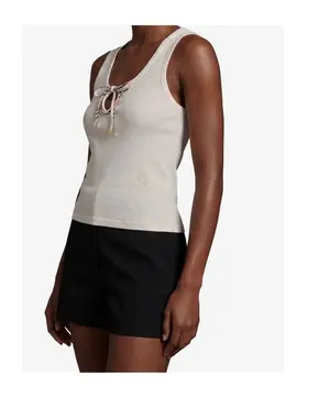 Burberry Ribbed Tank Top With Bow Detail - White