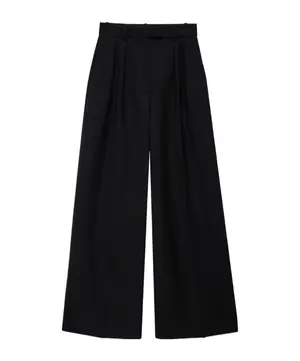 ANINE BING Lou Pleated Wide-leg Trousers - Black