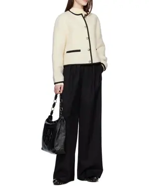 ANINE BING Lou Pleated Wide-leg Trousers - Black
