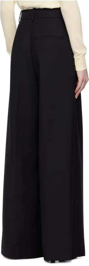 ANINE BING Lou Pleated Wide-leg Trousers - Black