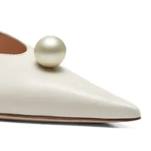 Magda Butrym Pointed Toe Flats With Imitation Pearl Embellishment