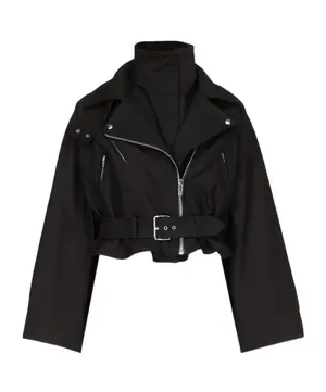 Alaïa Belted Cotton Jacket - Black