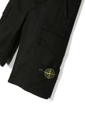 Stone Island Logo Patch Cargo Shorts - Black