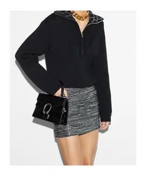 Gucci Gg Embroidered Chunky Knit Top