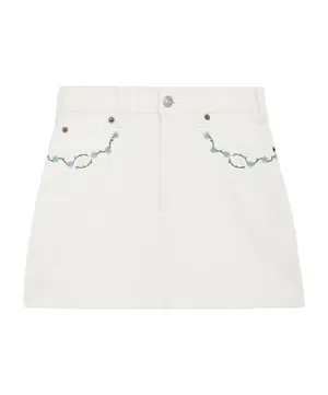 CELINE Celine Embroidered Mini Skirt In Raw Wash Denim