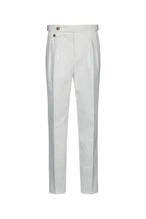 Brunello Cucinelli Tailored Trousers With Double Pleats And Side Buckles - White
