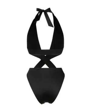 Versace Logo Detailed Cut-out Halterneck Swimsuit