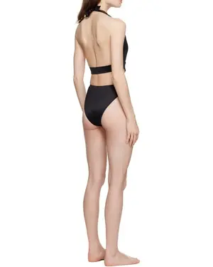 Versace Logo Detailed Cut-out Halterneck Swimsuit
