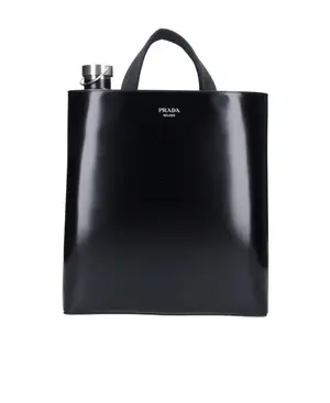 Prada Logo Top Handle Bag - Black