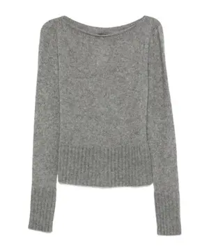 TOM FORD Long Sleeve Boat Neck Knit Jumper - Grey
