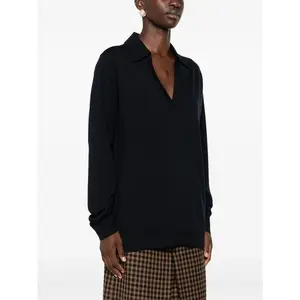 Gucci Logo Embroidered Long-sleeve Knit Polo Shirt