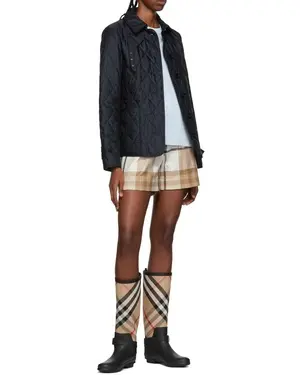 Burberry Diamond-quilted Buttoned Jacket With Throat Lock - Black
