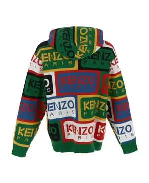 Kenzo Zipped Drawstring Knitted Hoodie