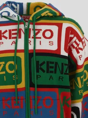 Kenzo Zipped Drawstring Knitted Hoodie