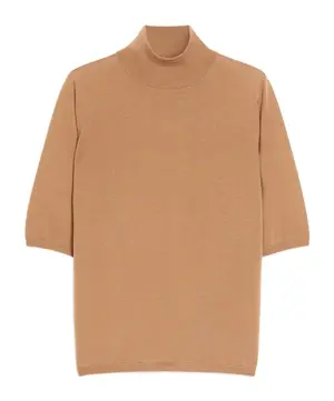 Max Mara High Neck Half-sleeved Jumper - Camel
