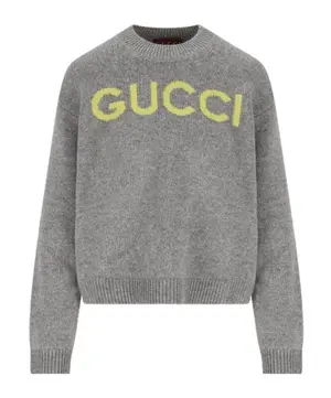 Gucci Logo Intarsia Knit Jumper - Grey