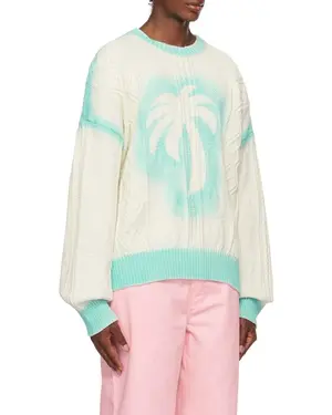 Palm Angels Sprayed Palm Fisherman Jumper - Gray